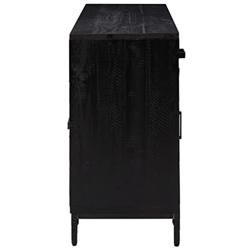 GOLINPEILO Sideboard Buffet Cabinet/Console Table, Wooden Storage Cabinet with 3 Drawers and 4 Compartments, Wood Sideboard Furniture for Living Room, Black 43.3"x13.8"x27.6" Solid Wood Pine -AA