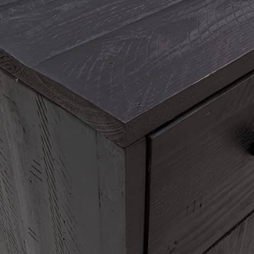GOLINPEILO Sideboard Buffet Cabinet/Console Table, Wooden Storage Cabinet with 3 Drawers and 4 Compartments, Wood Sideboard Furniture for Living Room, Black 43.3"x13.8"x27.6" Solid Wood Pine -AA