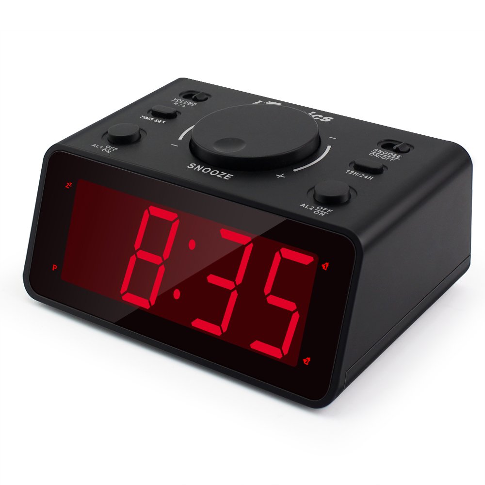 Alarm Clocks for Bedrooms with 3 Adjustable Brightness, Digital Alarm Clock for Heavy Sleepers Adults with Snooze, Digital Clock Large Display for Bedside, Loud Alarm Clock with Battery Power