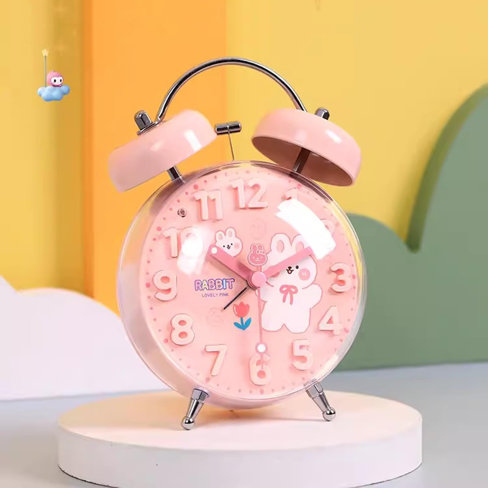 GRFIT Alarm Clocks Loud Alarm Clock for Bedrooms, Analog Alarm Clock, Small Alarm Clock, Cute Design for Kids, Battary Operation, 4 inch Digital Alarm (Color : B)