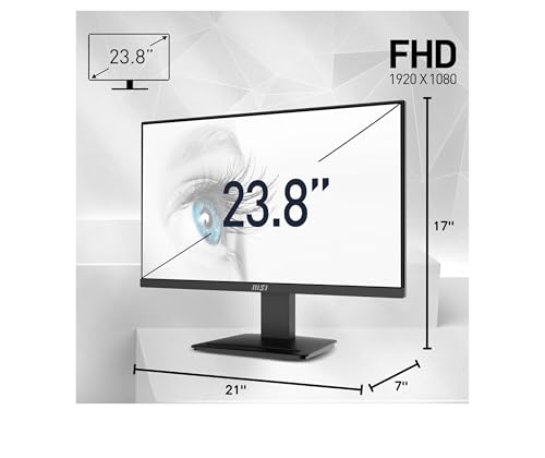 MSI PRO MP2412, 24", 1920 x 1080 (FHD), FreeSync, 100Hz, TUV Certified Eyesight Protection, 1ms, VGA, HDMI, Black