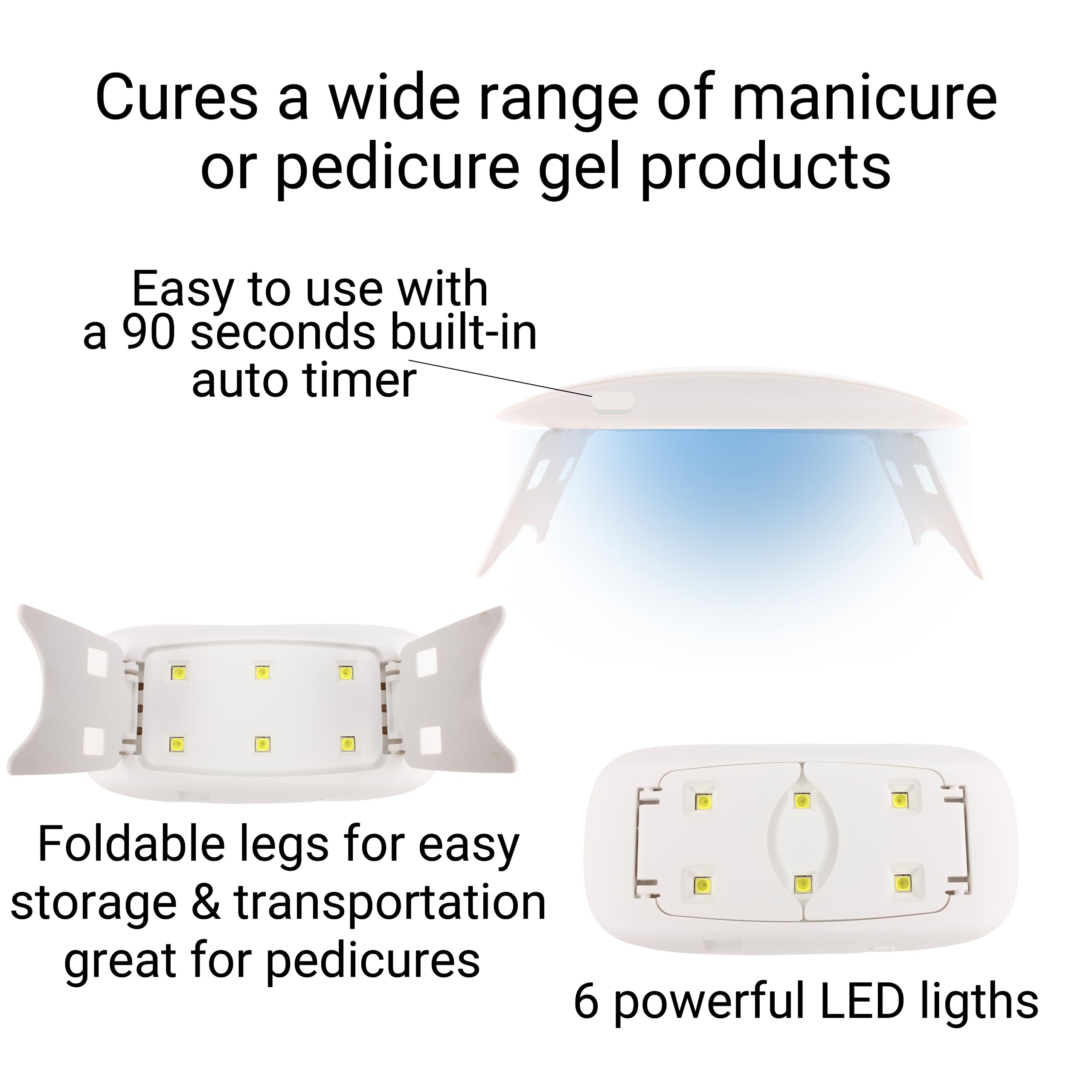 Alice & Bella - UV Nail Lamp +Top Coat Bundle For Any Gel Nail Product Application: Semi Cured Strips, Wraps, Art Stickers, Base Rubber Gel, Natural & Acrylic Nails - Ideal for Home DIY and Nail Salon