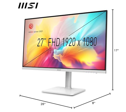 MSI Modern MD272XPW, 27" Monitor, IPS, 1920 x 1080 (FHD), FreeSync, 100Hz, TUV Certified Eyesight Protection, 1ms, VGA, HDMI, Black