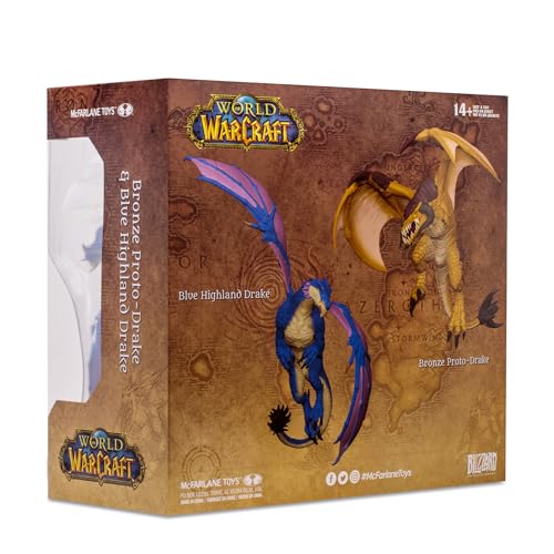 WORLD OF WARCRAFT McFarlane Toys Bronze Proto-Drake and Blue Highland Drake 2pk 1:12 Scale Posed Figures, Gold Label, Amazon Exclusive