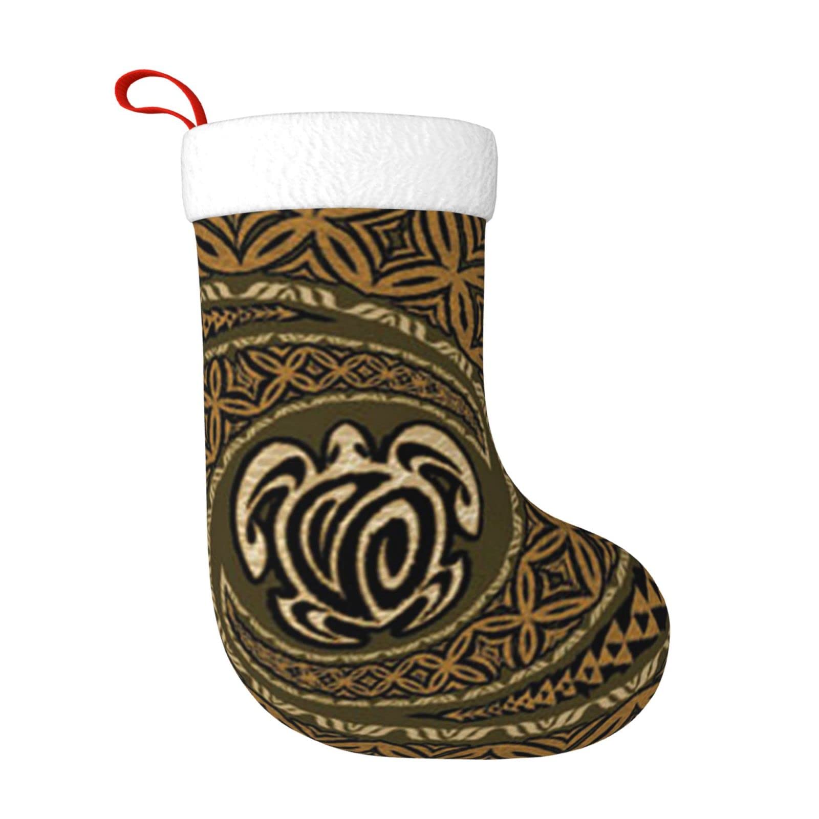 JEKYDOSD Hawaiian Tapa Honu Turtle Print Christmas Stocking,for Family Holiday Xmas Party Decorations