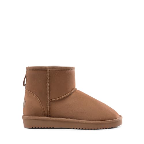 DREAM PAIRS Women's Black Brown Tan Grey Winter Snow Boots Classic Faux Fur Lined Slip On Ankle Boots,Size 10,Camel,DSB214-1