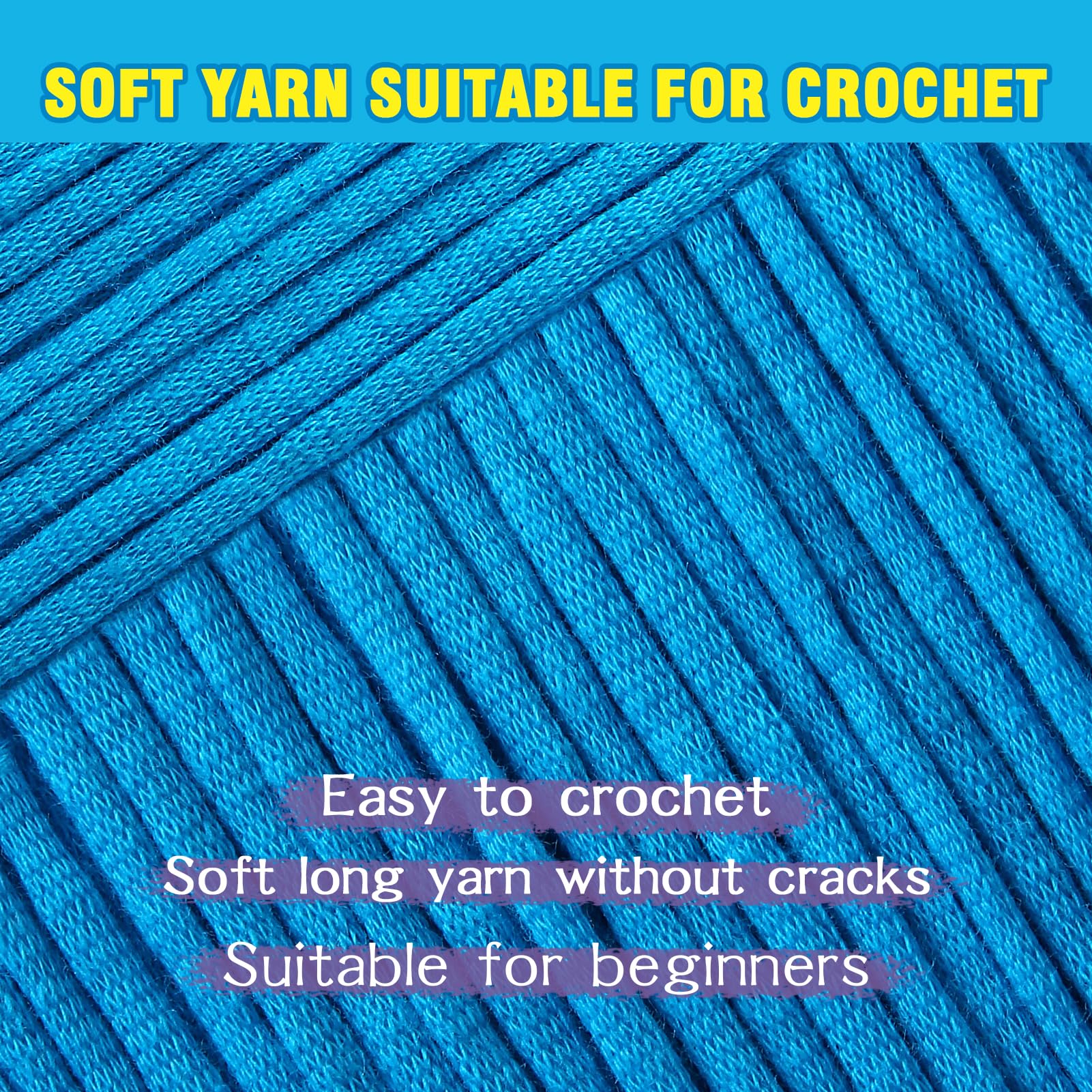 Mooaske 3 Pack (3 x 50g) Crochet Yarn with Crochet Hook - Worsted Medium Yarn for Crocheting - Easy-to-See Stitches Cotton-Nylon Blend Beginner Knitting Yarn for Adults and Kids