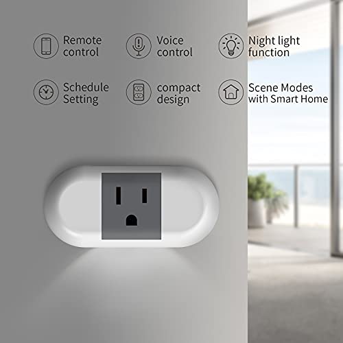 UCOMEN Smart Plug WiFi Outlet Mini Wall Charger Work with Alexa, Echo and Google Home &IFTTT, Night Light, Remote Control, Timer Function,4 Pack