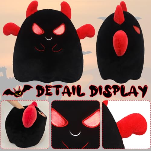 ARELUX Cute Ghost Plush Pillow,Soft Black Devil Pillow Stuffed Animals Plushies Kawaii Doll Toy Funny Room Decor Birthday Friends Family Member 18in