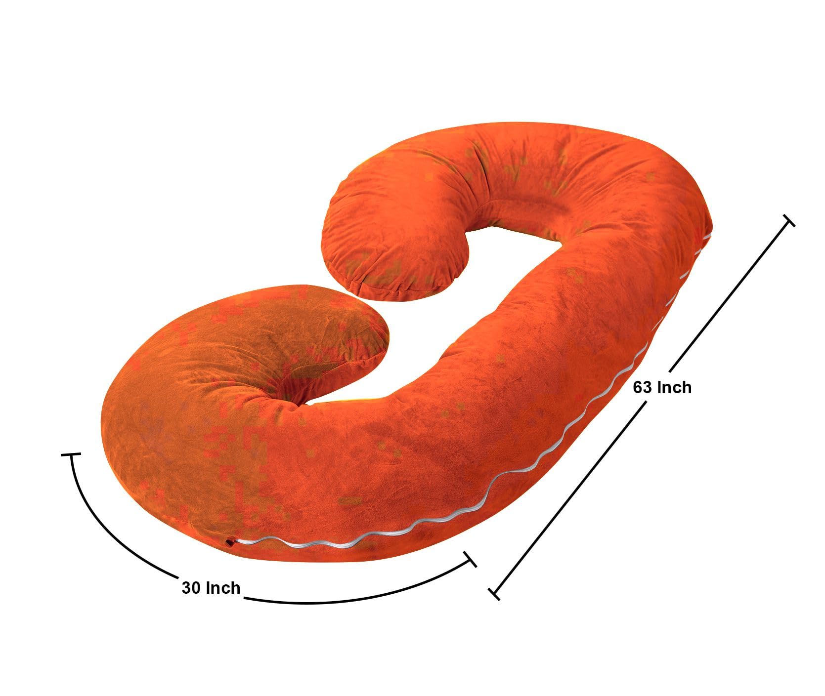 63 Inch Pregnancy Pillows, C-Shape Full Body Pillow – Egyptian Cotton Cover Orange – Pregnancy Pillows for Sleeping – Body Pillows for Adults, Maternity Pillow and Pregnancy Must Haves