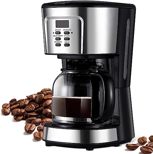 12-Cup Drip Coffee Maker: Auto-Shutoff Coffee Maker, Programmable 24 Hours Coffee Maker, Reusable Filter Coffee Maker, Automatic Timer Coffee Maker for Home,Black