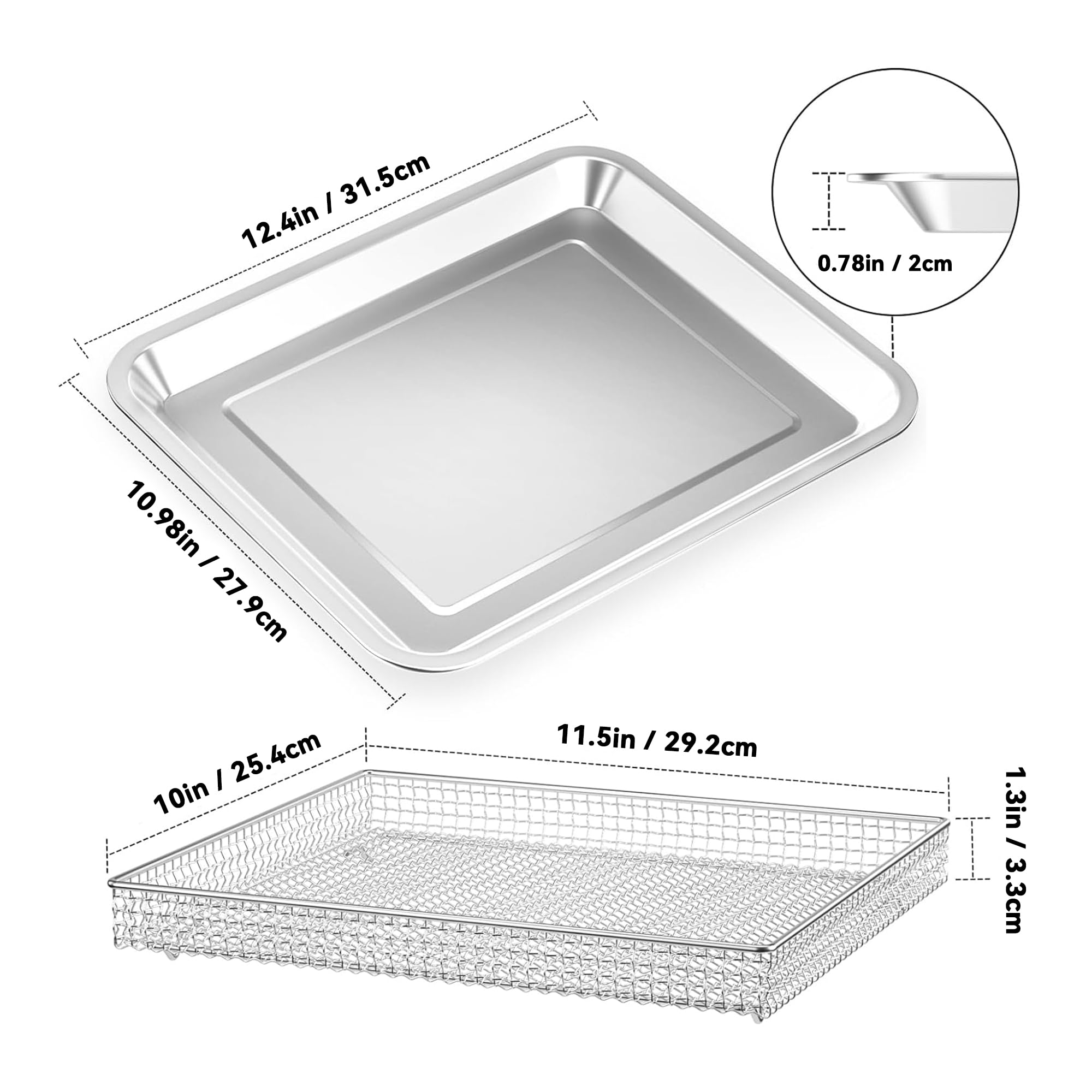 Stainless Steel Air Fryer Basket and Tray,Compatible with Cuisinart Airfryer TOA-060 and TOA-065