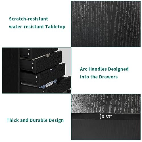 YITAHOME 7 Drawer Chest, Mobile File Cabinet with Wheels, Home Office Storage Dresser Cabinet, Black