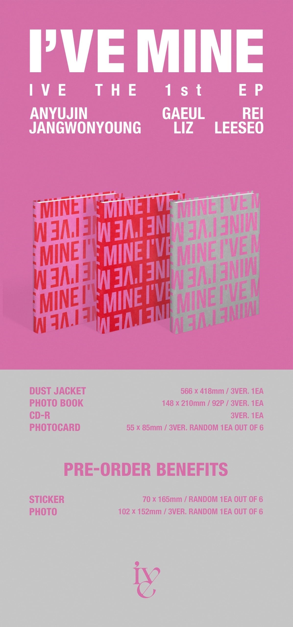 IVE Album - I'VE MINE I'VE MINE The 1st EP Full Album Set (4 ver. set)+Pre Order Benefits+BolsVos Exclusive K-POP Inspired Digital Planner, Sticker Pack for Social Media