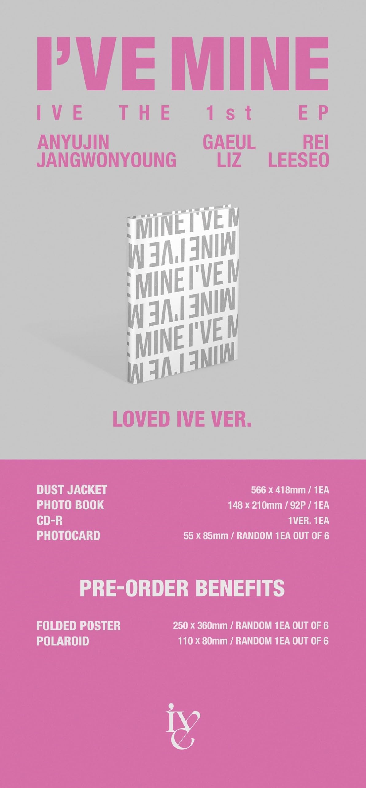 IVE Album - I'VE MINE I'VE MINE The 1st EP Full Album Set (4 ver. set)+Pre Order Benefits+BolsVos Exclusive K-POP Inspired Digital Planner, Sticker Pack for Social Media