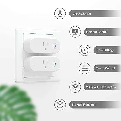 IBRIGHT Smart Plug, High Security with Overload Protection, Smart Wi-Fi Outlet Compatible with Alexa, Google Assistant and IFTTT, APP Remote Control &Timer Function, 15AMP (2.4Ghz Wi-Fi Only, 2 Pack)