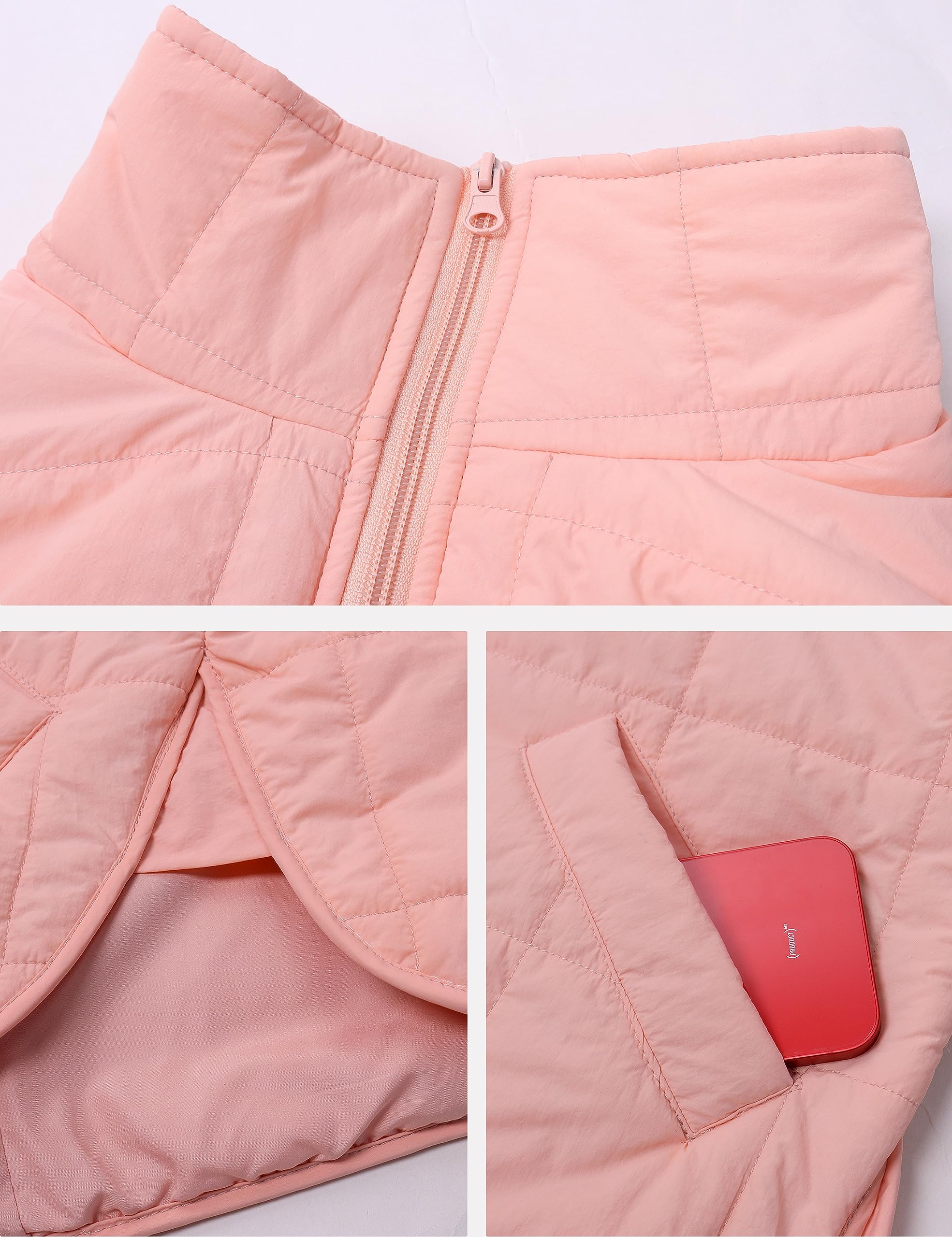 AMEBELLE Women’s Quilted Oversized Puffer Jacket Lightweight Zip Up Winter Warm Coat Outerwear with Pockets(2612-Pink-XL)