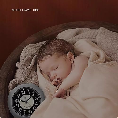 GRFIT Alarm Clocks Loud Alarm Clock with Backlight, Battery Operated, Silent Non Ticking, for Heavy Sleepers, Bedrooms, Bedside Table Bedside Clock (Color : Brass)