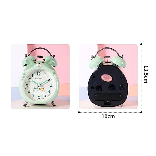 GRFIT Alarm Clocks 4" Alarm Clock, Twin Bell Silent Non-Ticking Battery Operated Extra Loud with Night Light, for Bedside Table Desk Bedside Clock (Color : White)