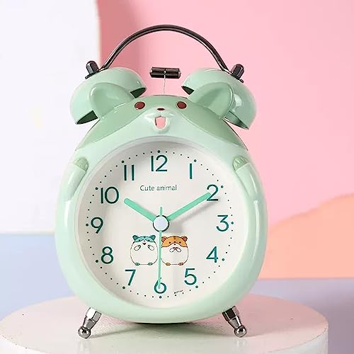 GRFIT Alarm Clocks 4" Alarm Clock, Twin Bell Silent Non-Ticking Battery Operated Extra Loud with Night Light, for Bedside Table Desk Bedside Clock (Color : White)