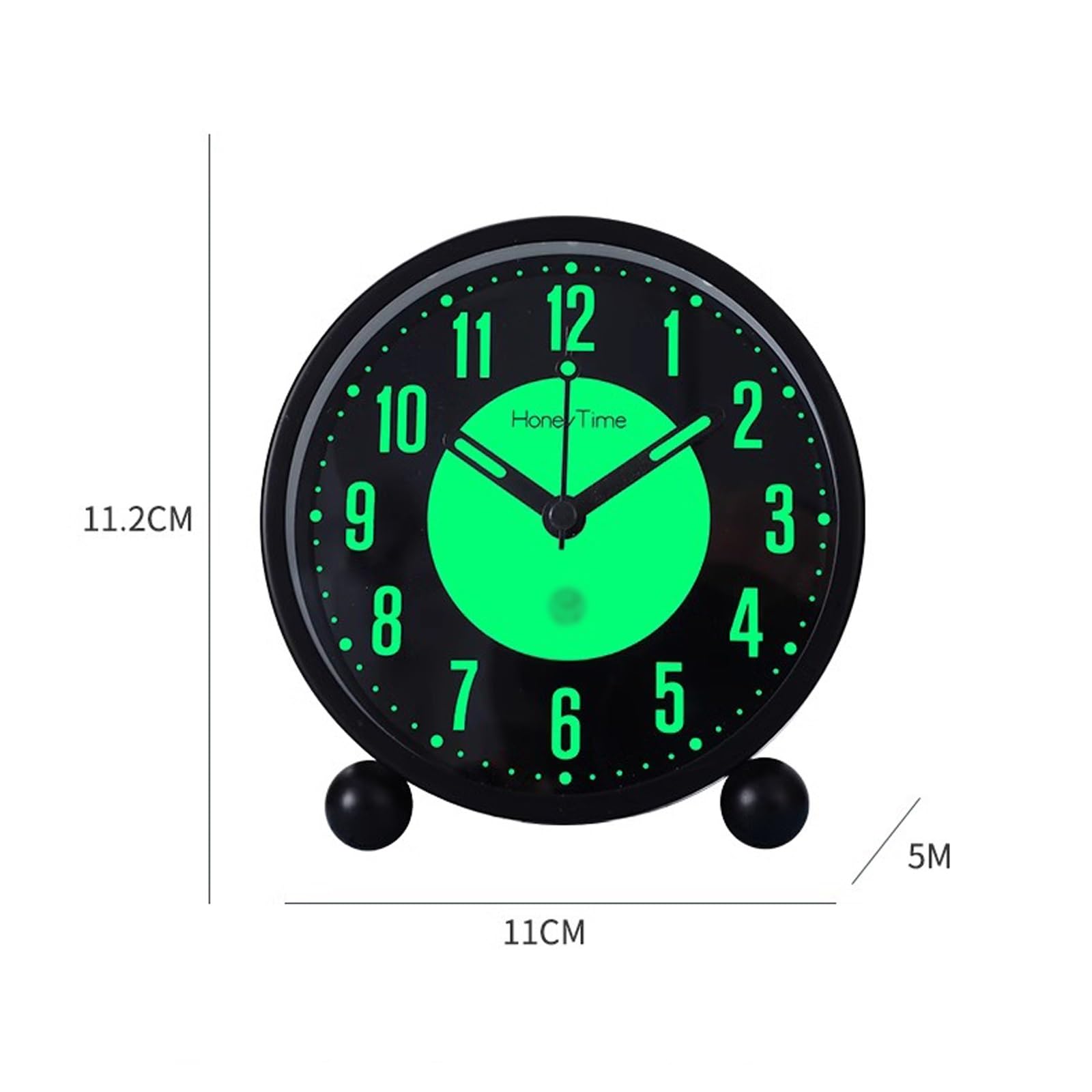 GRFIT Alarm Clocks Super Loud Rechargeable Luminous Alarm Clock, 4 "Round Silent Analog Table Clock Non-Ticking, Desk Clock for Bedroom, Bedside Table Bedside Clock (Color : Brass)