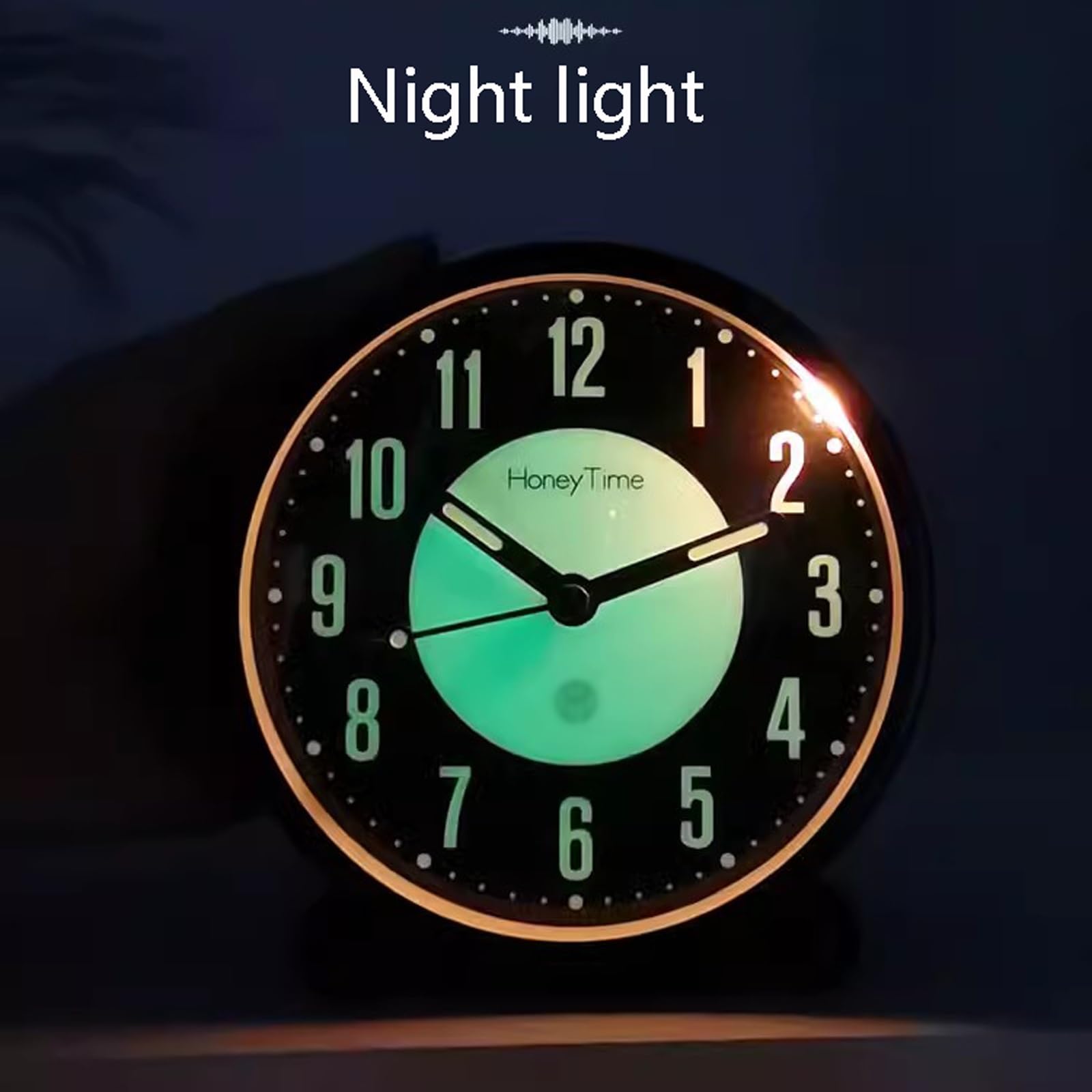 GRFIT Alarm Clocks Super Loud Rechargeable Luminous Alarm Clock, 4 "Round Silent Analog Table Clock Non-Ticking, Desk Clock for Bedroom, Bedside Table Bedside Clock (Color : Brass)