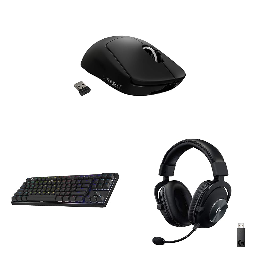 Logitech G Pro X Superlight Wireless Gaming Mouse + G Pro X TKL Lightspeed Wireless Gaming Keyboard (Linear) + G Pro X Lightspeed Wireless Gaming Headset Bundle - Black