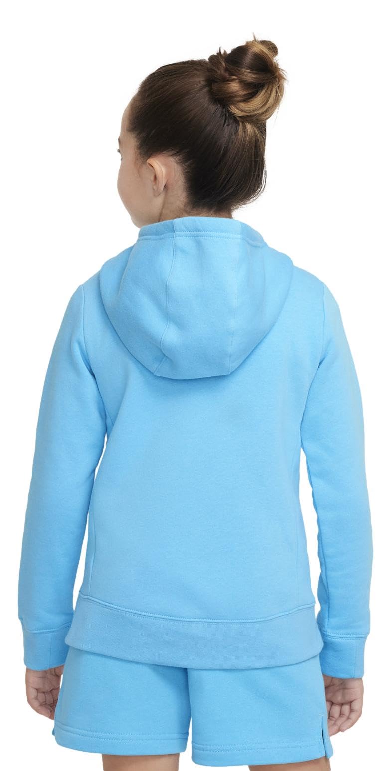 Nike Girls NSW Pullover Hoodie (Medium, Baltic Blue/White)