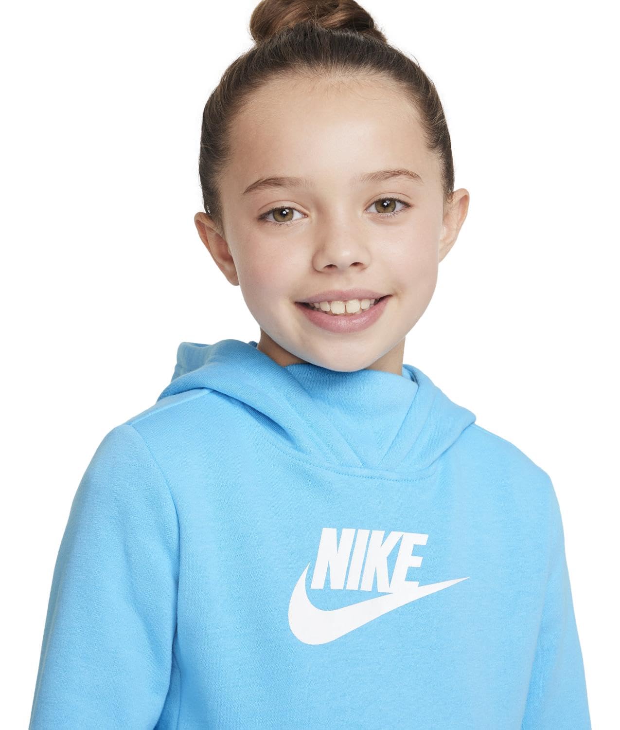 Nike Girls NSW Pullover Hoodie (Medium, Baltic Blue/White)