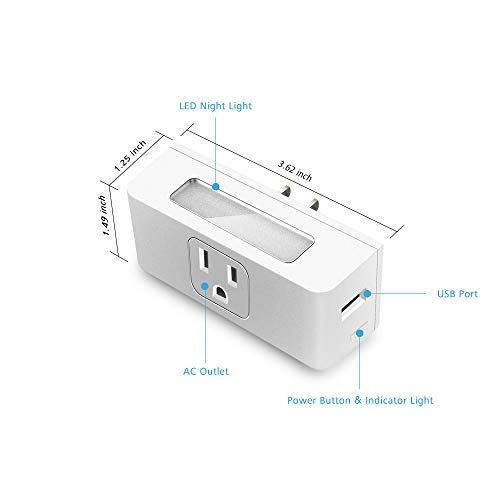 Smart Plug with Night Light and USB Port, MXQ WiFi Mini Smart Outlet Socket Work with Alexa Google Home Echo IFTTT, No Hub Required, 2.4GHz Remote Control WiFi Smart Plug with Timer Function 2 Pack