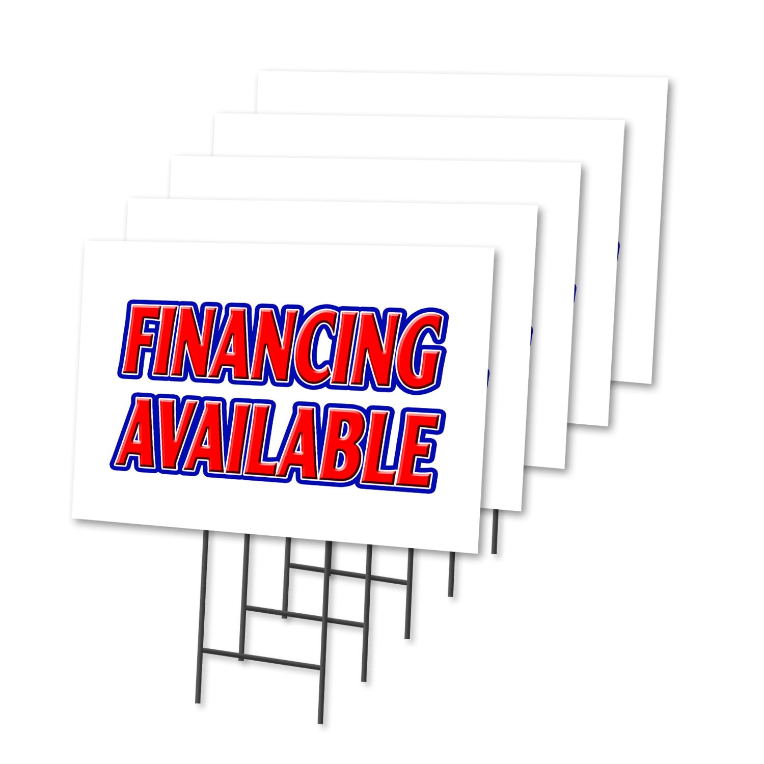 FINANCING Available 5 Pack of 12" x 16" Yard Sign & Stake Outdoor Plastic Window | Advertise Your Business | Stake Included Image On Front Only | Made in The USA