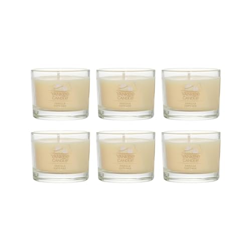 Yankee Candle Signature Votive Mini Candle Jar, Vanilla Cupcake Scent, Natural Soy Wax Blend Candle with Natural Fiber Wick, 1.3 OZ Glass Jar (Pack of 6)