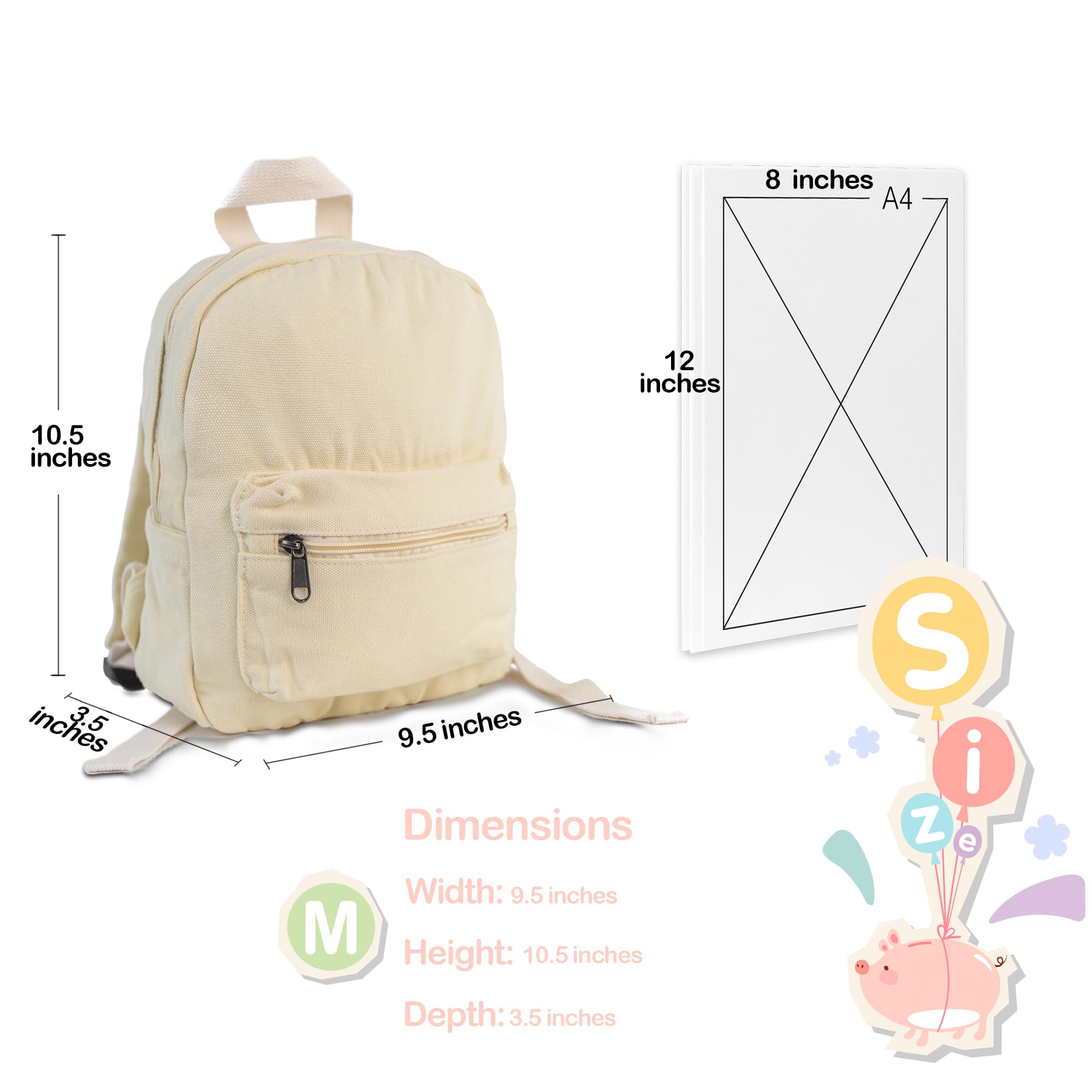 MT WORLD Toddler Mini Canvas Backpack - Personalized Vintage Daypack for Kids, Custom Monogram