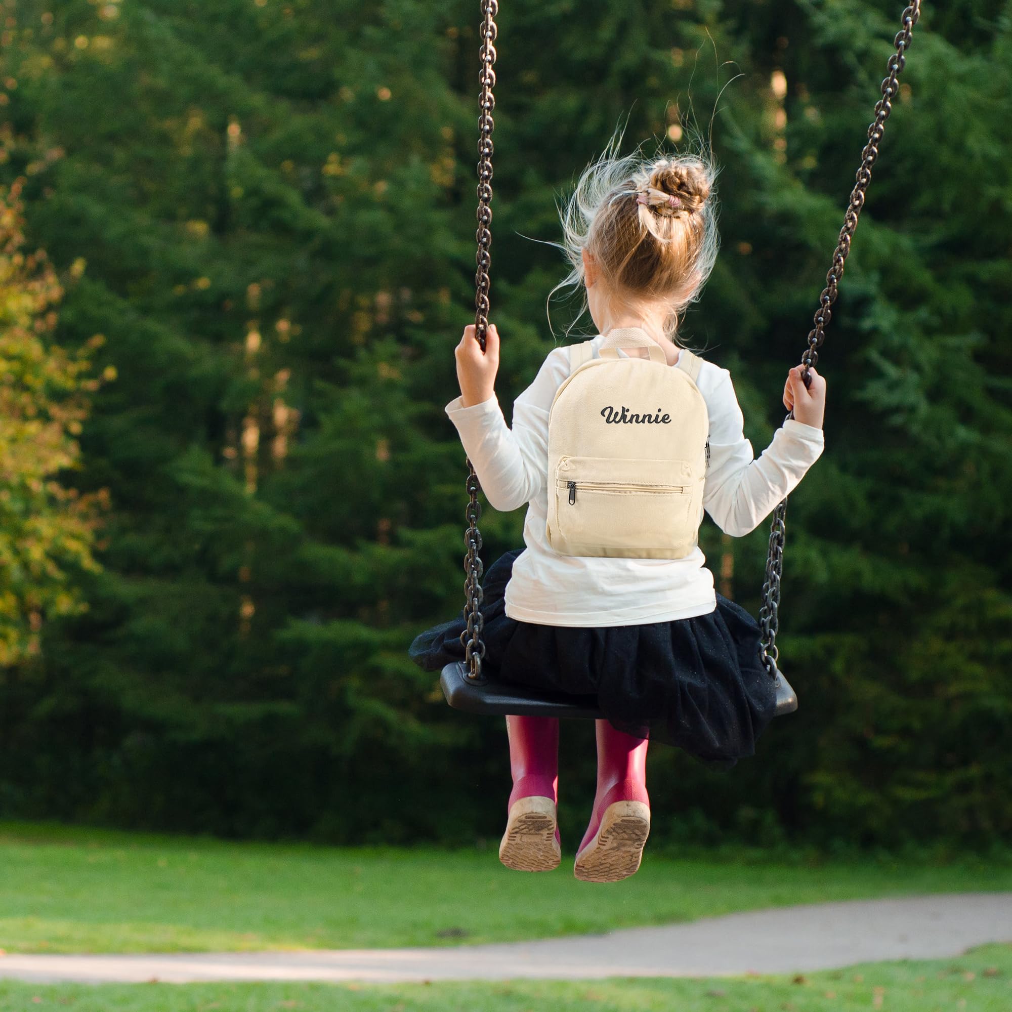 MT WORLD Toddler Mini Canvas Backpack - Personalized Vintage Daypack for Kids, Custom Monogram