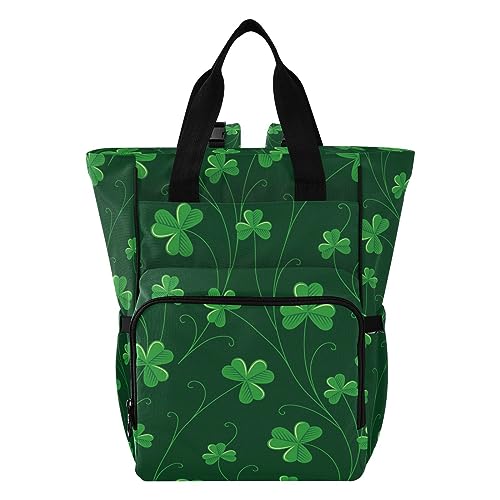 Clover St Patricks Diaper Bag Backpack for Baby Boys Girls Multifunction Baby Essentials Travel Tote with Stroller Straps & Bottle Storage Baby Diaper Bag for Dads Moms Hiking Shopping Traveling