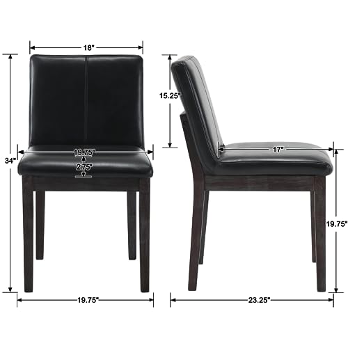 LZAREAL Comfy Modern Dining Chairs Set of 8, PU Leather Black Armless Dining Room Chairs with Solid Wood Legs, Mid Century Upholstered Dining Chair for Kitchen, Restaurant, Cafe
