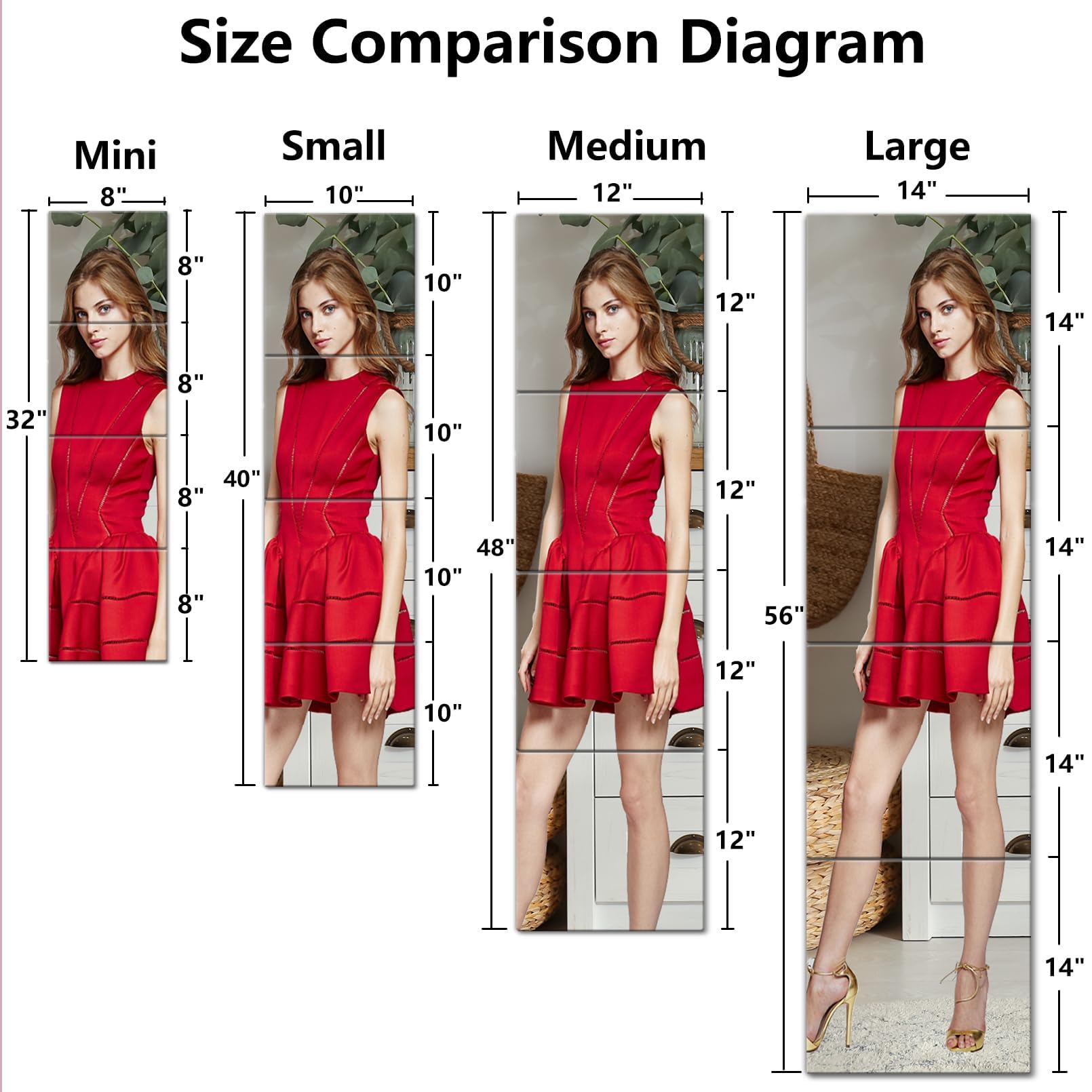 Shatterproof Full Length Mirror, Unbreakable Mirror for Wall, Full Body Mirror for Kids, Thick 0.1",4Pcs 12"x12", Made of Frameless Plexiglass Acrylic Plastic, Wall Mounted for Home Gym, Bathroom Door