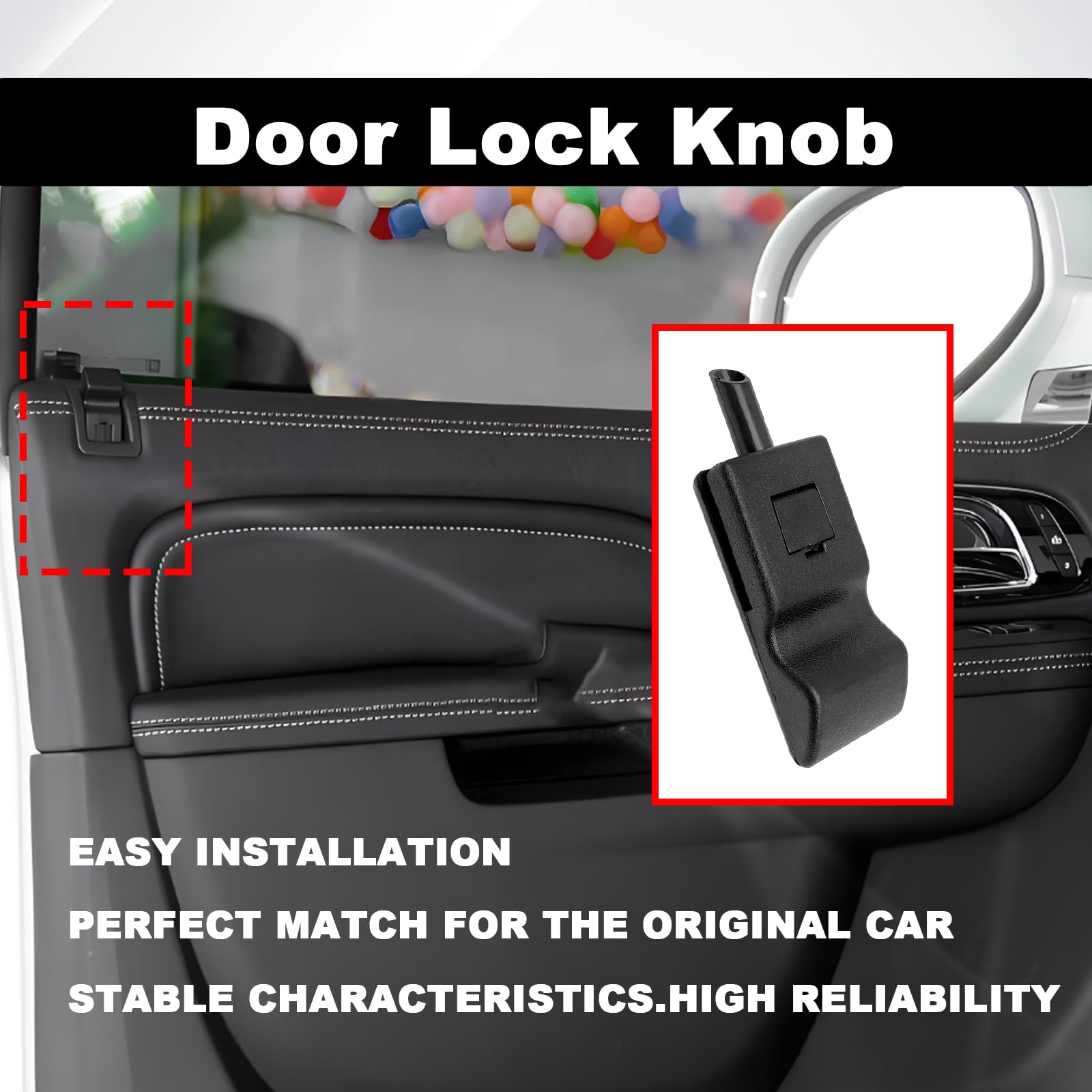 2Pcs Door Lock Knob, Interior Front Or Rear Door Lock Knob Buckle Window Locker Compatible with 2007-2014 Chevy Avalanche Silverado Suburban Tahoe GMC Sierra Yukon Cadillac Escalade Replaces15844616