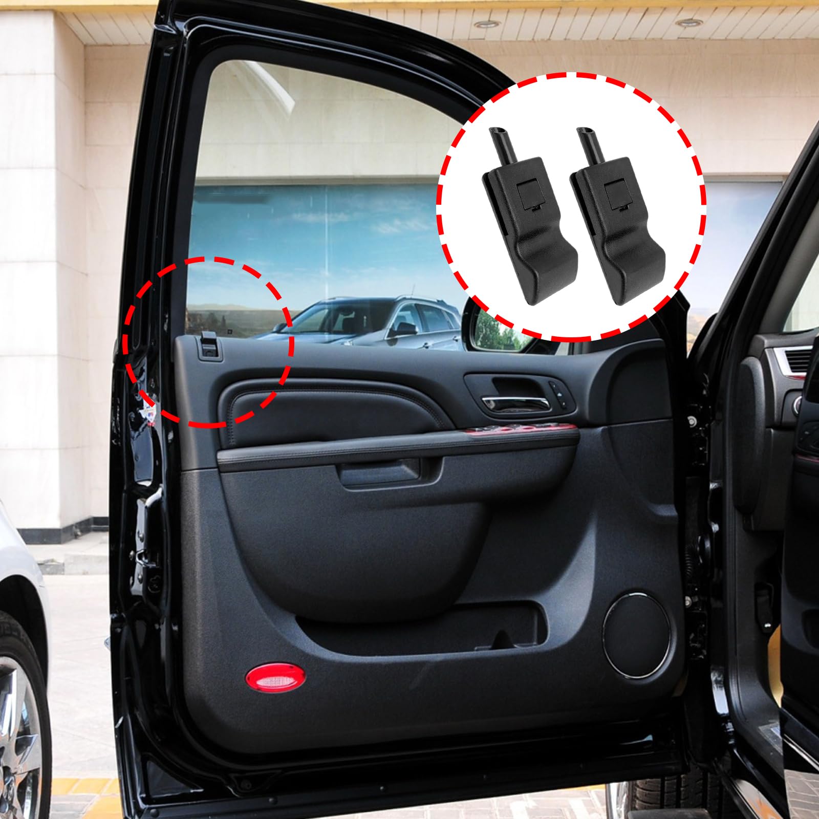 2Pcs Door Lock Knob, Interior Front Or Rear Door Lock Knob Buckle Window Locker Compatible with 2007-2014 Chevy Avalanche Silverado Suburban Tahoe GMC Sierra Yukon Cadillac Escalade Replaces15844616