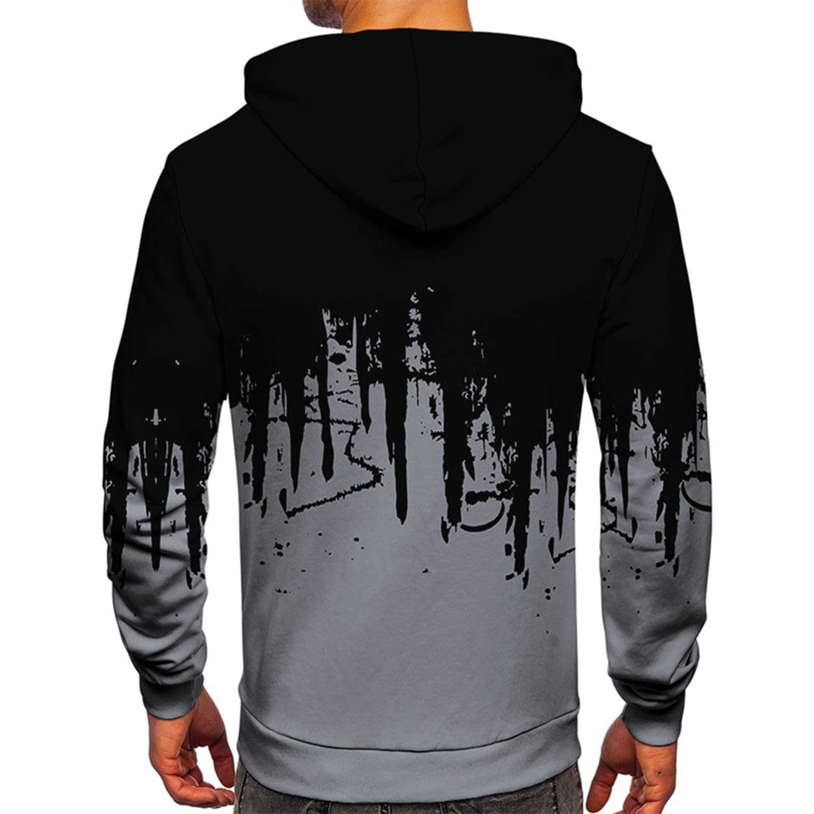Ymosrh Men's Hoodies, Unisex 3D Printed Novelty Pullover Hooded Sweatshirt Sudaderas Hombre Cool Hoodies Mens Sweatshirt Big And Tall Hoodies For Lightweight Pullover Sweatshirts (L, Gray)