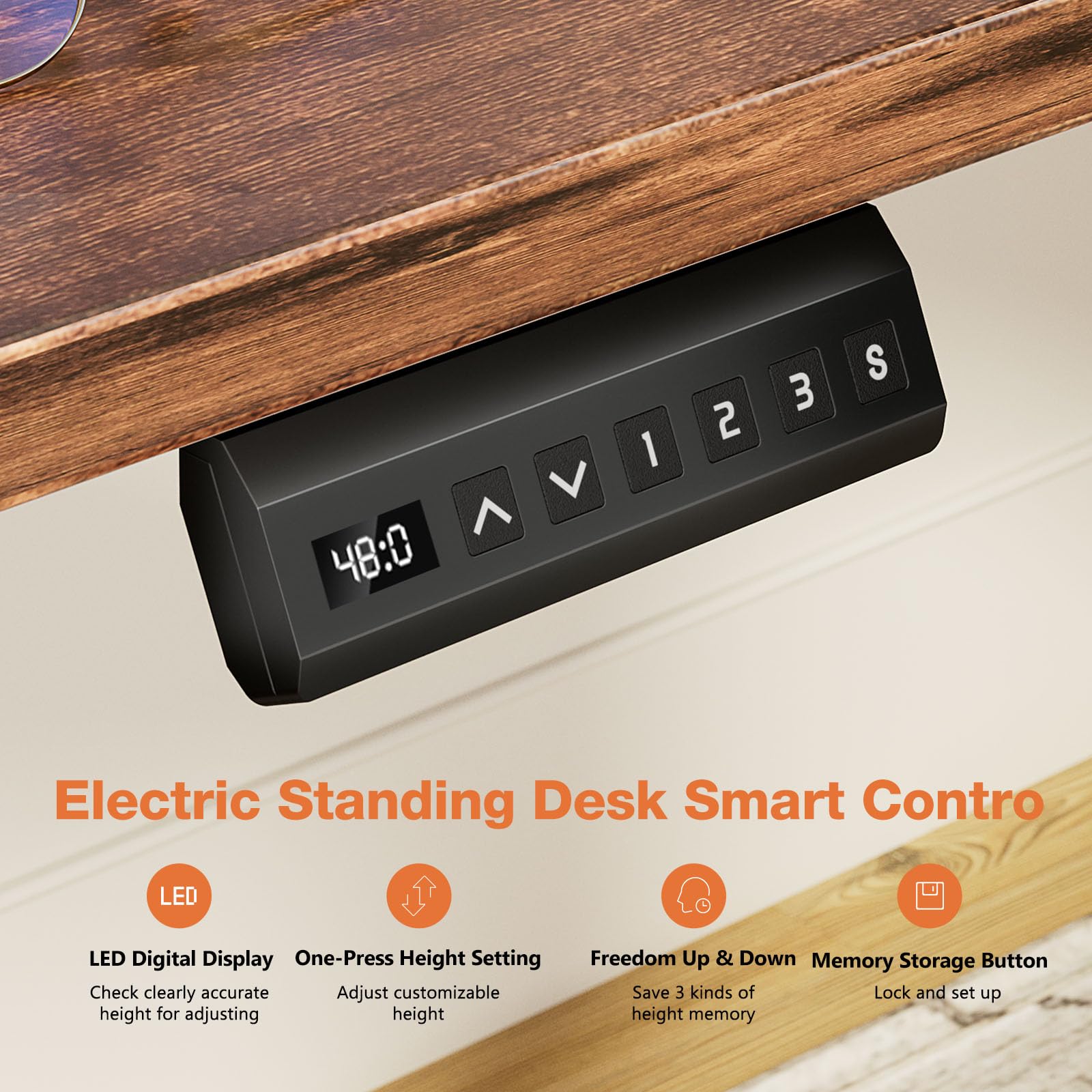 Sweetcrispy Electric Standing Desk - 40 x 24 inch Adjustable Height Sit to Stand Up Desk with Splice Board, Rising Home Office Computer Table with 2 Hook and Wire Hole for Work