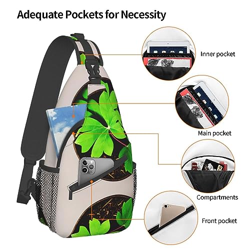 SSIMOO St Patricks Day Leaves Fashion Chest Bag,Travel Bag,Light And Comfortable Satchel-Multi-Purpose Small Backpack