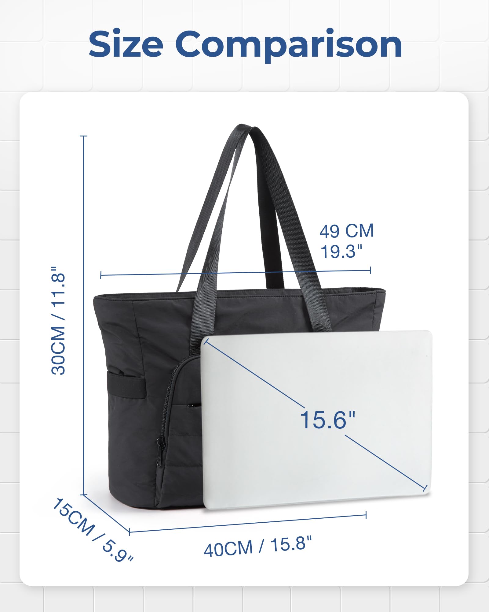 BAGSMART Quilted Tote Bag with Compartments and Yoga Mat Strap, Lightweight Large Shoulder Bag for Travel Work Gym