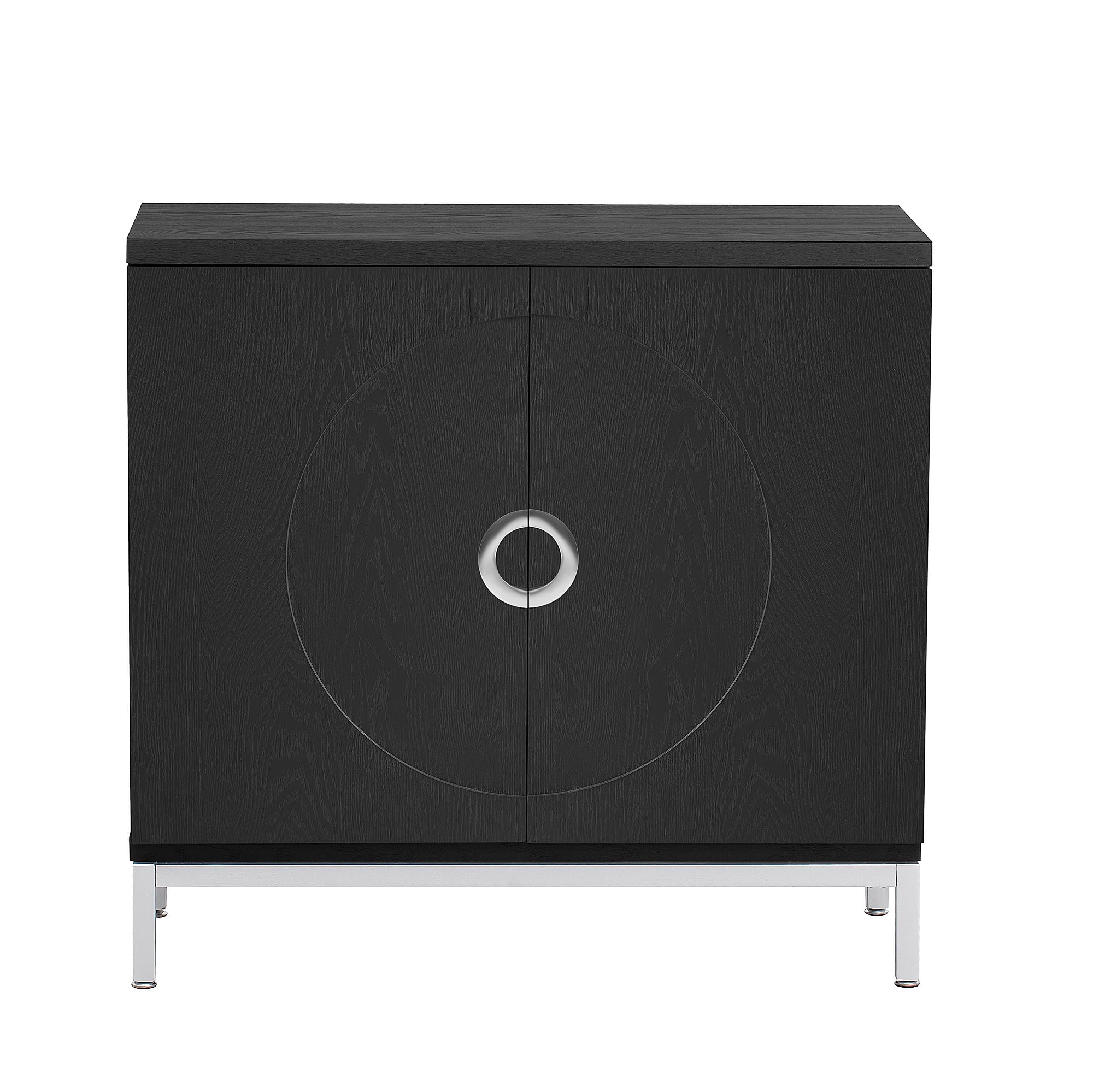 Bellemave Storage Cabinet with 2 Doors and Adjustable Shelves Wood Sideboard Buffet Cabinet with Storage and Metal Leg Accent Cabinets for Living Room Entryway Dining Room, Black