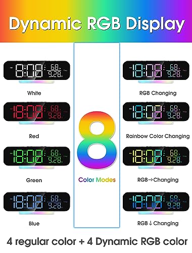 Cadmos Extra Loud Vibrating Alarm Clock with Bed Shaker for Heavy Sleepers,Hearing Impaired Deaf,Adjustable Volume,Dimmer,Large LED Digital with RGB Night Light for Bedrooms,Kids,Teens(Black)