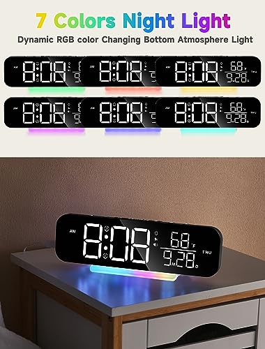 Cadmos Extra Loud Vibrating Alarm Clock with Bed Shaker for Heavy Sleepers,Hearing Impaired Deaf,Adjustable Volume,Dimmer,Large LED Digital with RGB Night Light for Bedrooms,Kids,Teens(Black)