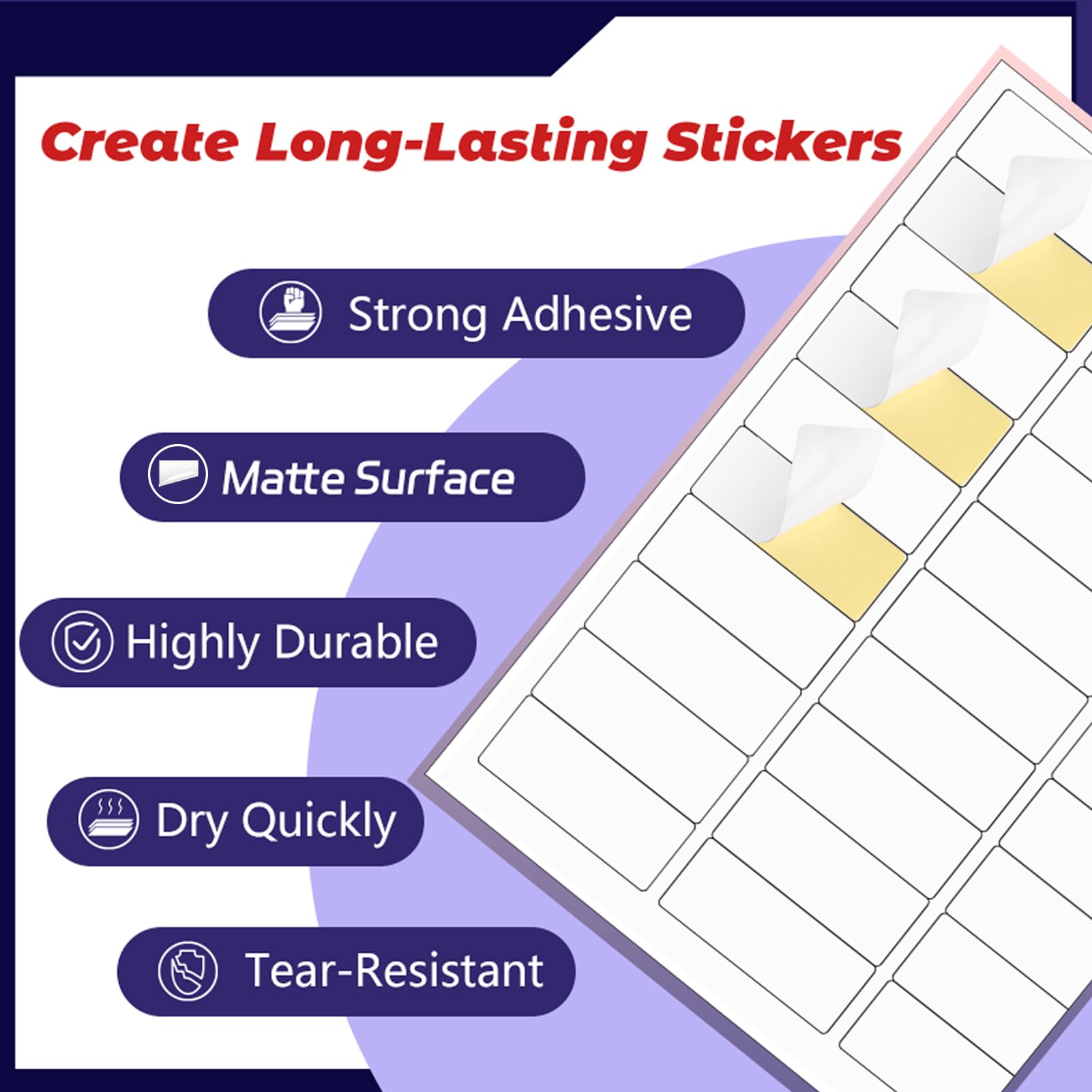 HABGP Return Address Labels, 1" X 2-5/8" Matte Mailing Label Stickers Personalized for Laser/Inkjet Printer, Shipping, School Supplies, White Labels (30 per Sheet, 30 Sheets, Total 900 Labels)