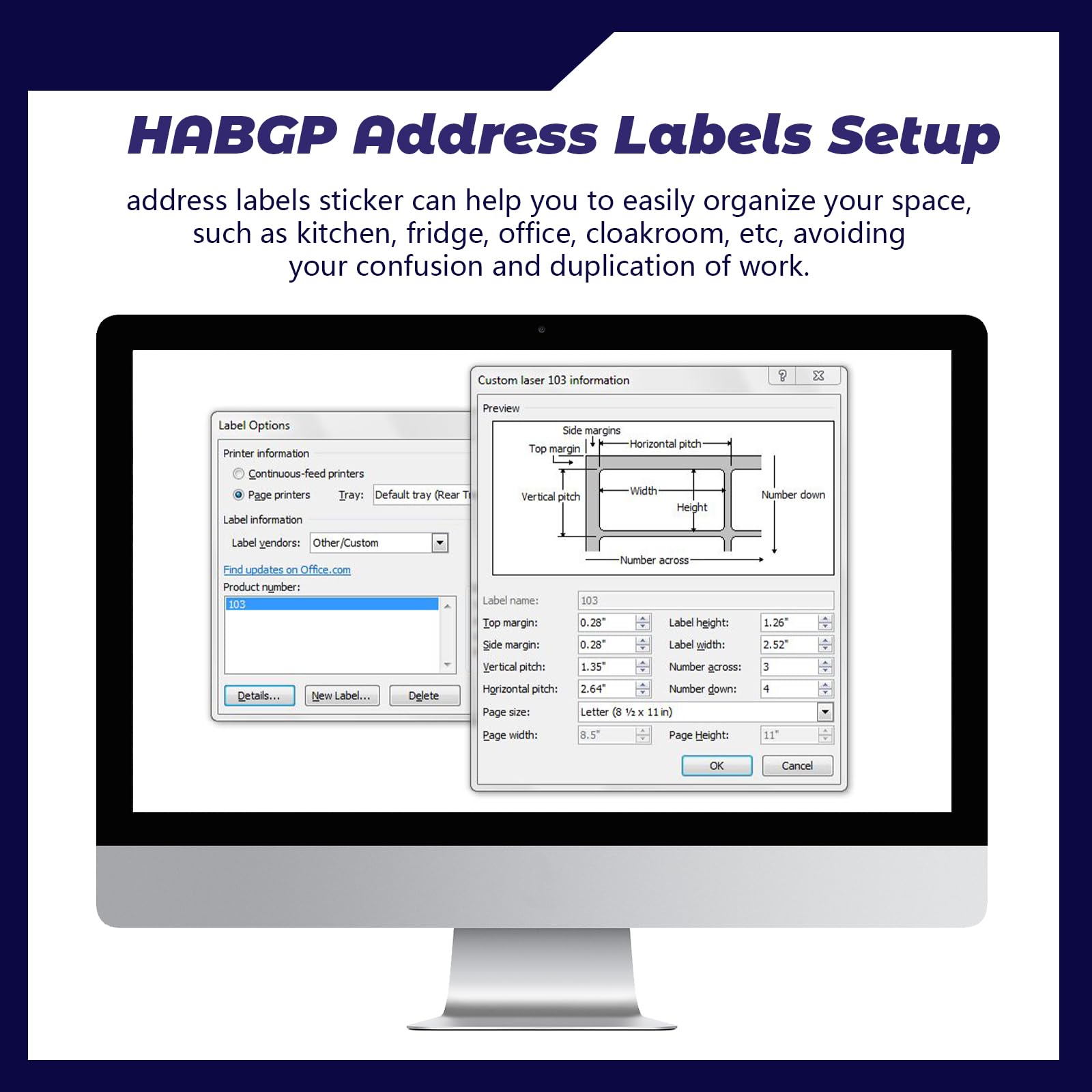 HABGP Return Address Labels, 1" X 2-5/8" Matte Mailing Label Stickers Personalized for Laser/Inkjet Printer, Shipping, School Supplies, White Labels (30 per Sheet, 30 Sheets, Total 900 Labels)