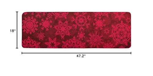 Libaoge Kitchen Mat Rug 1 PCS Christmas Snowflake Red Runner Rug Anti-Fatigue Comfort Memory Foam Standing Mat Non-Slip Floor Door Mat for Bathroom Bedroom 18x47in