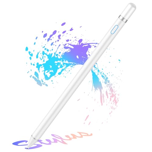 Stylus Pens for Touch Screens, Universal Fine Point iPad Pencil with Magnetic Cap for iPad, iPhone, Android, Tablet and Other Capacitive Touch Screen, Stylus Pen for iPad in Writing (White)